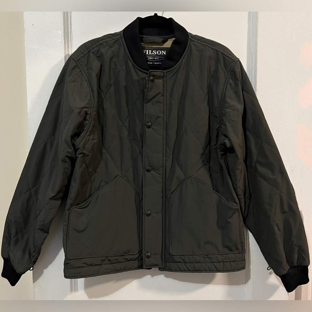 New Filson Men’s Olive Green Quilted Pack Jacket Size… - Gem